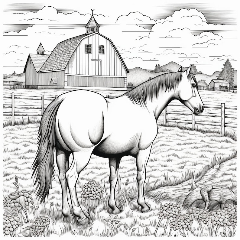 6 Printable Adult Coloring Pages - Farm Theme - Etsy