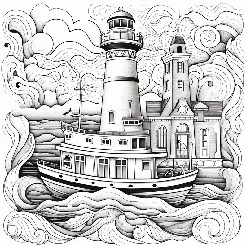 7 Printable Adult Boat-themed Coloring Pages - Etsy
