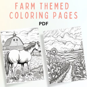 6 Printable Adult Coloring Pages - Farm Theme - Etsy