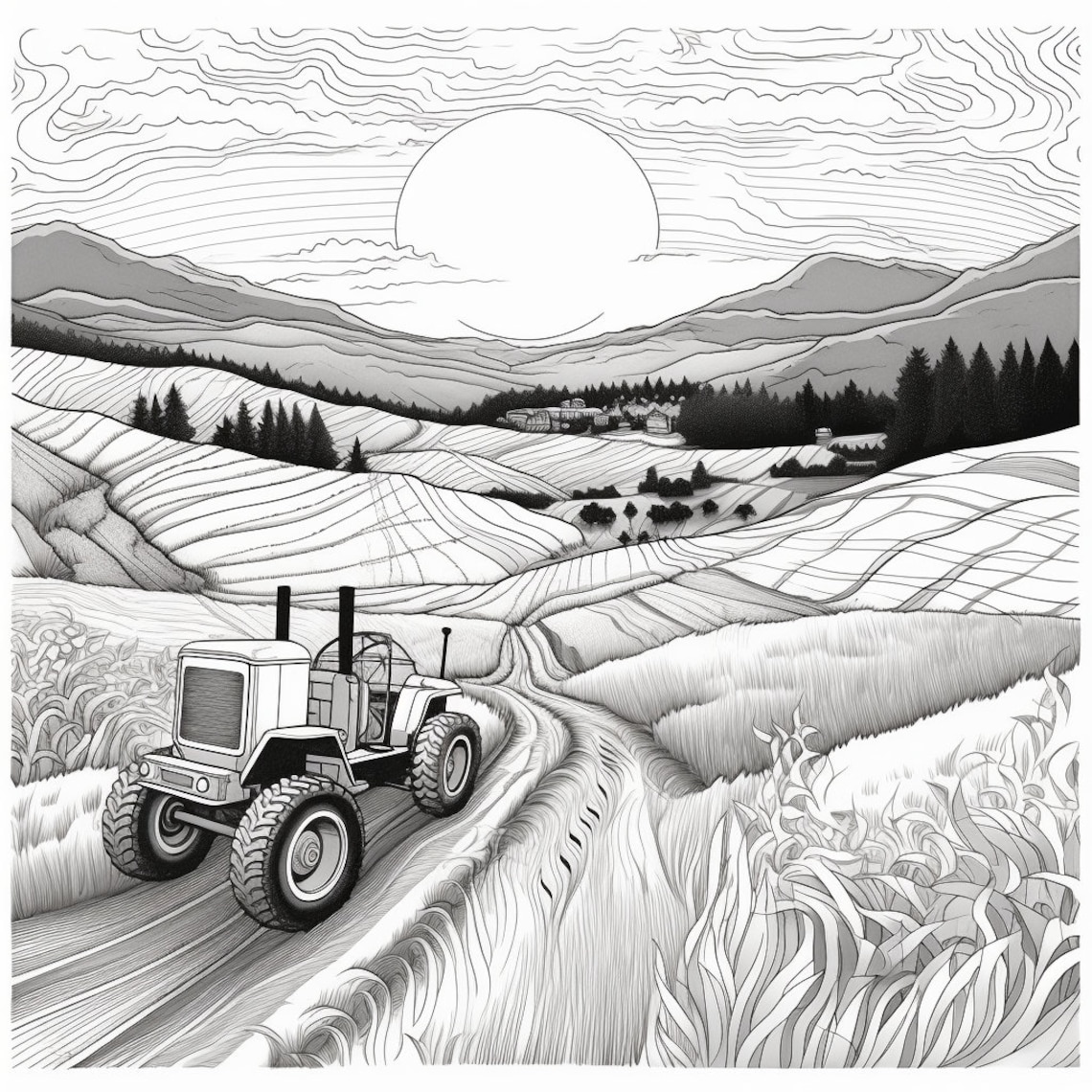 6 Printable Adult Coloring Pages - Farm Theme - Etsy
