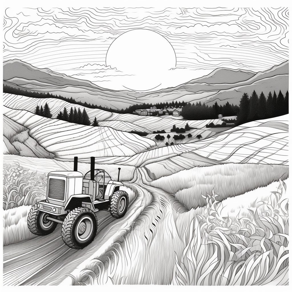6 Printable Adult Coloring Pages Farm Theme - Etsy