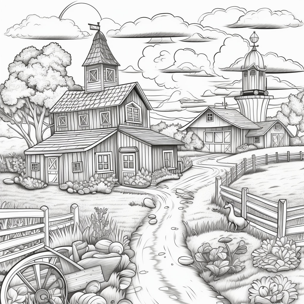 6 Printable Adult Coloring Pages Farm Theme - Etsy