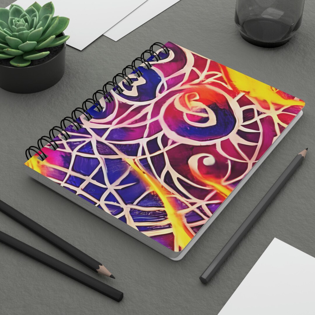 Small Tribal Purple Swirl Notepad | Notebook - Spiral Bound Journal for Back-to-school Supplies ...