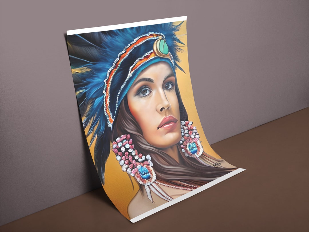 Gypsy Native Woman in Headdress Giclée Art Print | Posters of Warrior ...