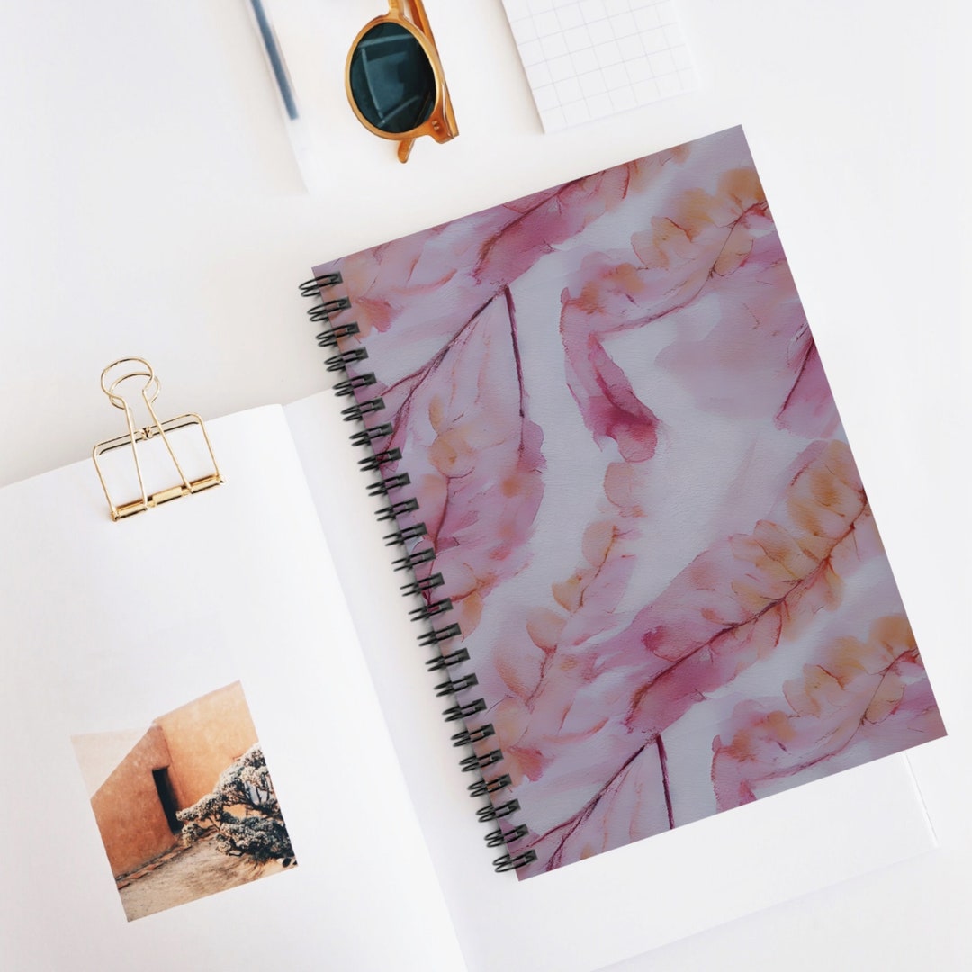 Beautiful Blushing Feathered Pink Graphic Design Spiral Notebook Ruled ...