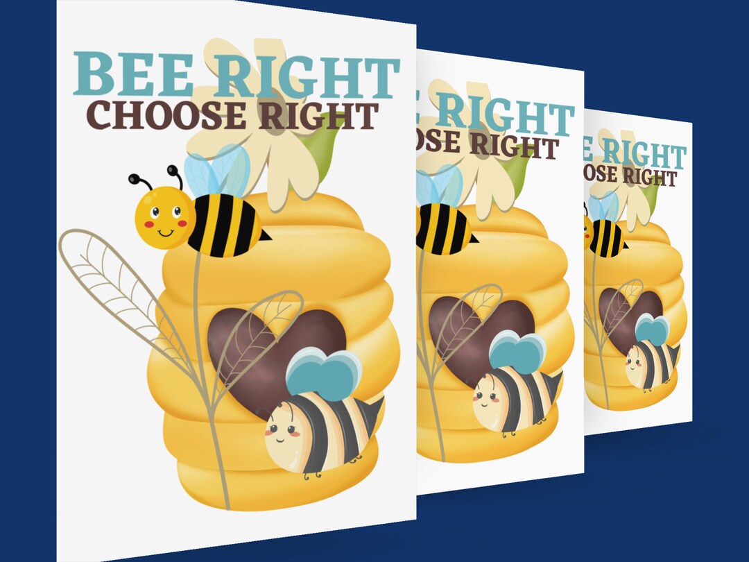 White Background With Cute Bee and Beehive With Bee Right Choose Right ...