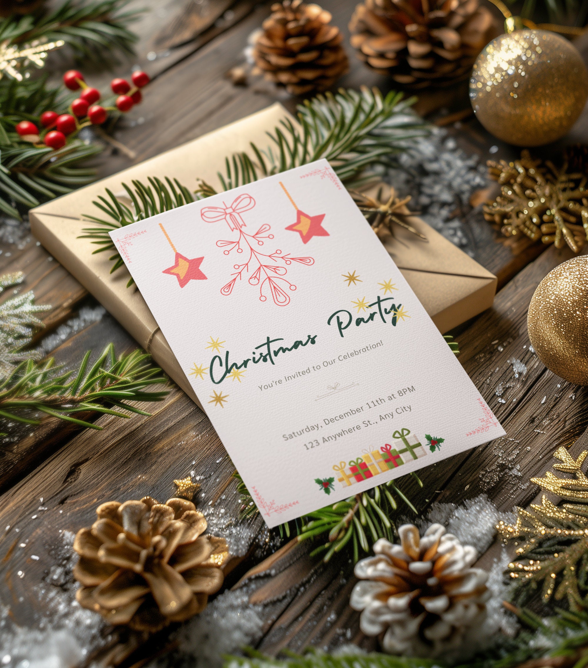 DIGITAL Download Editable Christmas Party Invitation Quick and Easy ...