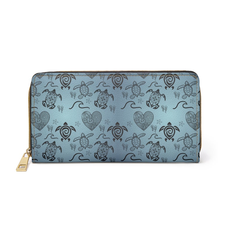 Sea Blue With Sea Turtles and Hearts Hand Purse - Clutch - Zipper ...