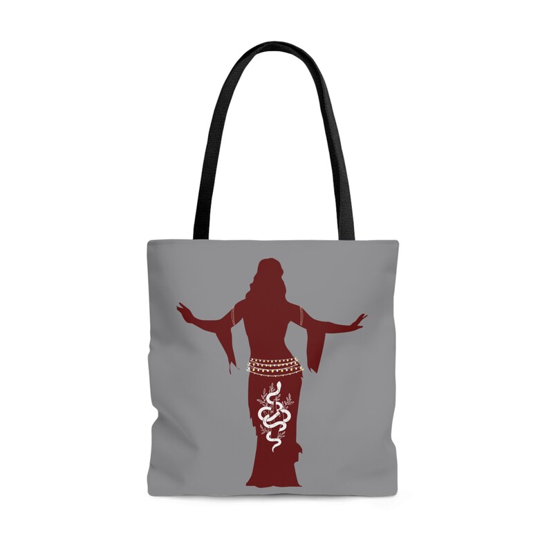 Large Gray Belly Dancer Graphic Design Book Bag Tote Bag AOP Yoga Class ...
