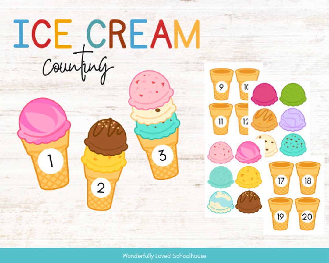 Summer Counting Ice Cream for Preschool - Toddler - Kindergarten ...