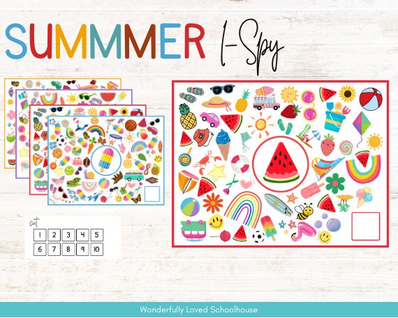 Summer I-spy Mats Game for Preschool - Toddler - Kindergarten Activity ...
