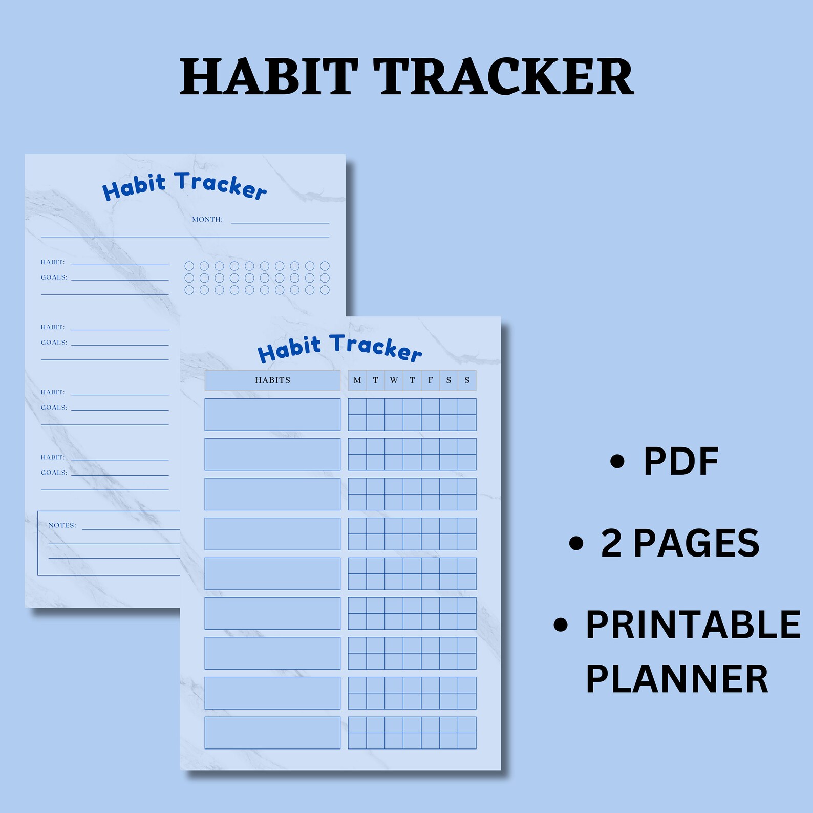 Habit Tracker Printable PDF, Habit Planner, Digital Print, Printable ...