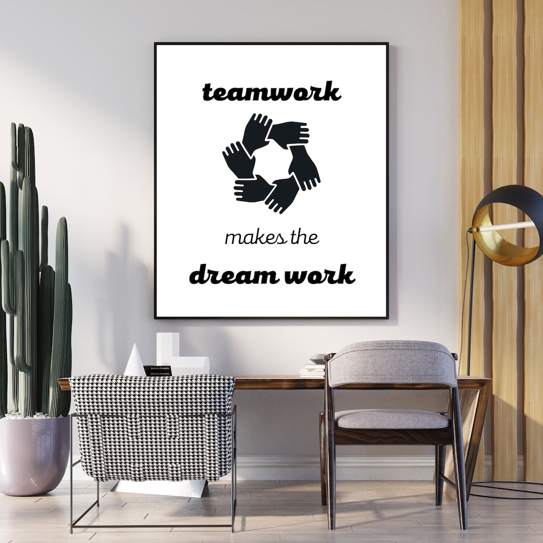 Team Work Makes the Dream Work Wall Art, Office Decor, Positive Wall ...
