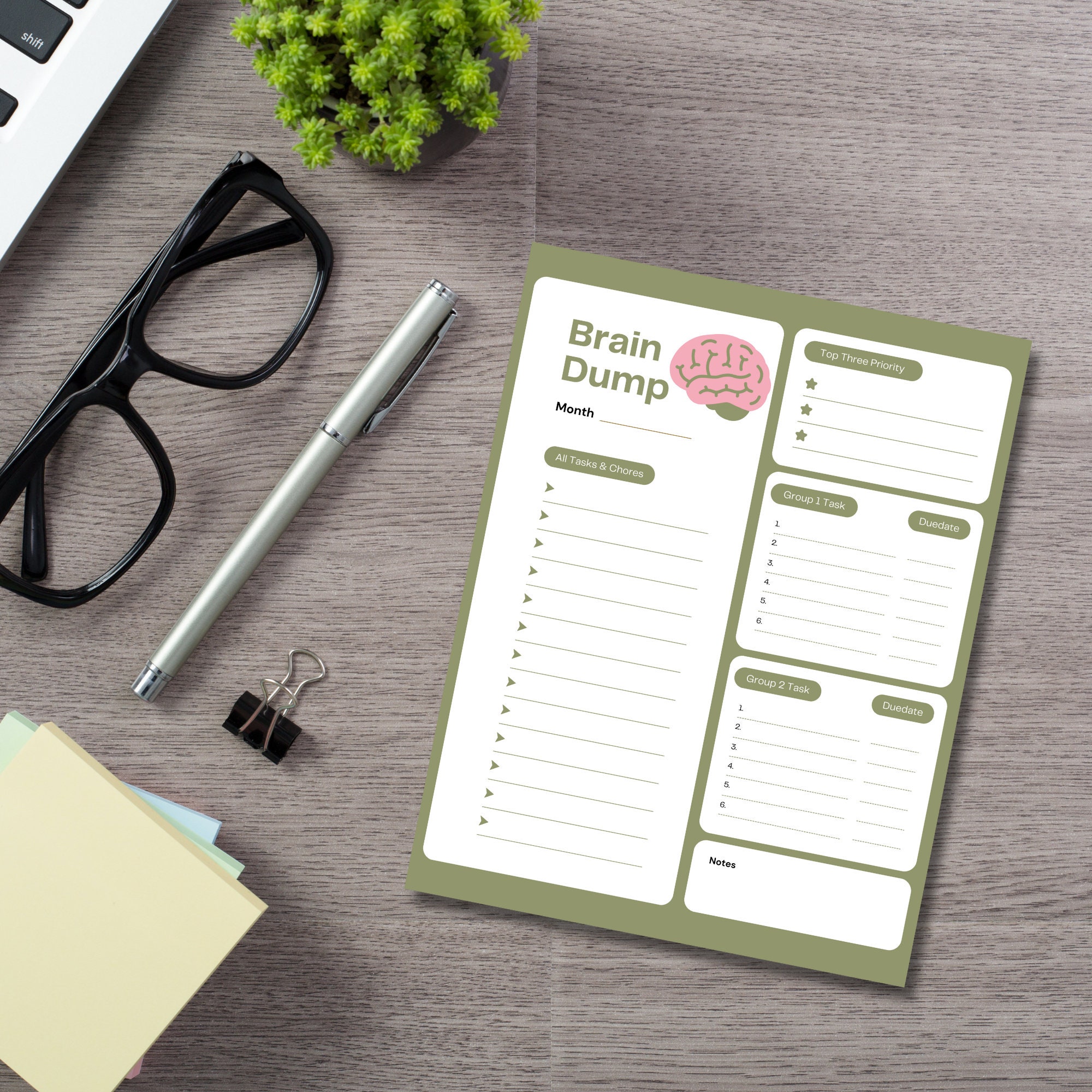 Brain Dump Printable, ADHD Friendly Brain Dump, Thought Organizer ...