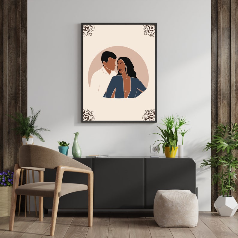 Boho Black Couple Wall Art, Man and Woman Art, Black Couple Wall Art, INSTANT DOWNLOAD, Poster ...