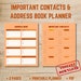 Printable Important Contacts Tracker Log, Address Book Printable ...