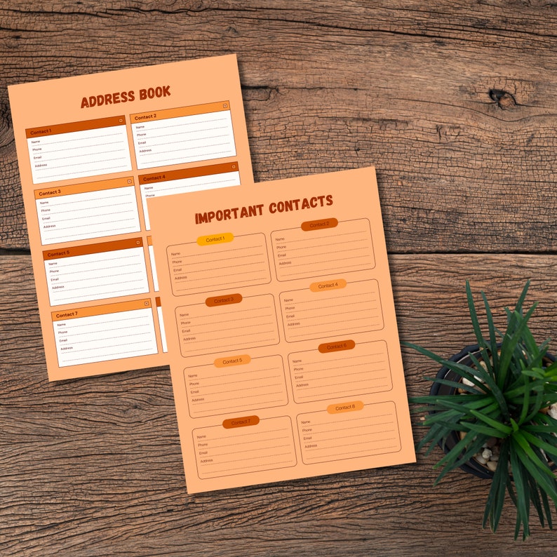 Printable Important Contacts Tracker Log, Address Book Printable ...