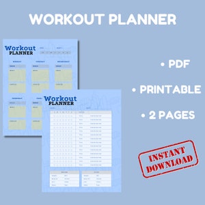 Printable Workout Planner, Weekly Exercise Planner, Workout Tracker ...