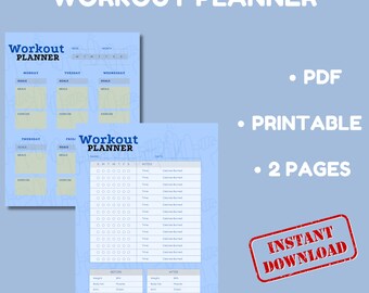 Workout Tracker Printable, Daily Exercise Log, Fitness Planner, Gym ...