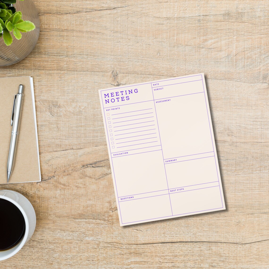 Meeting Notes Template Printable, Meeting Notes, Meeting Minutes ...