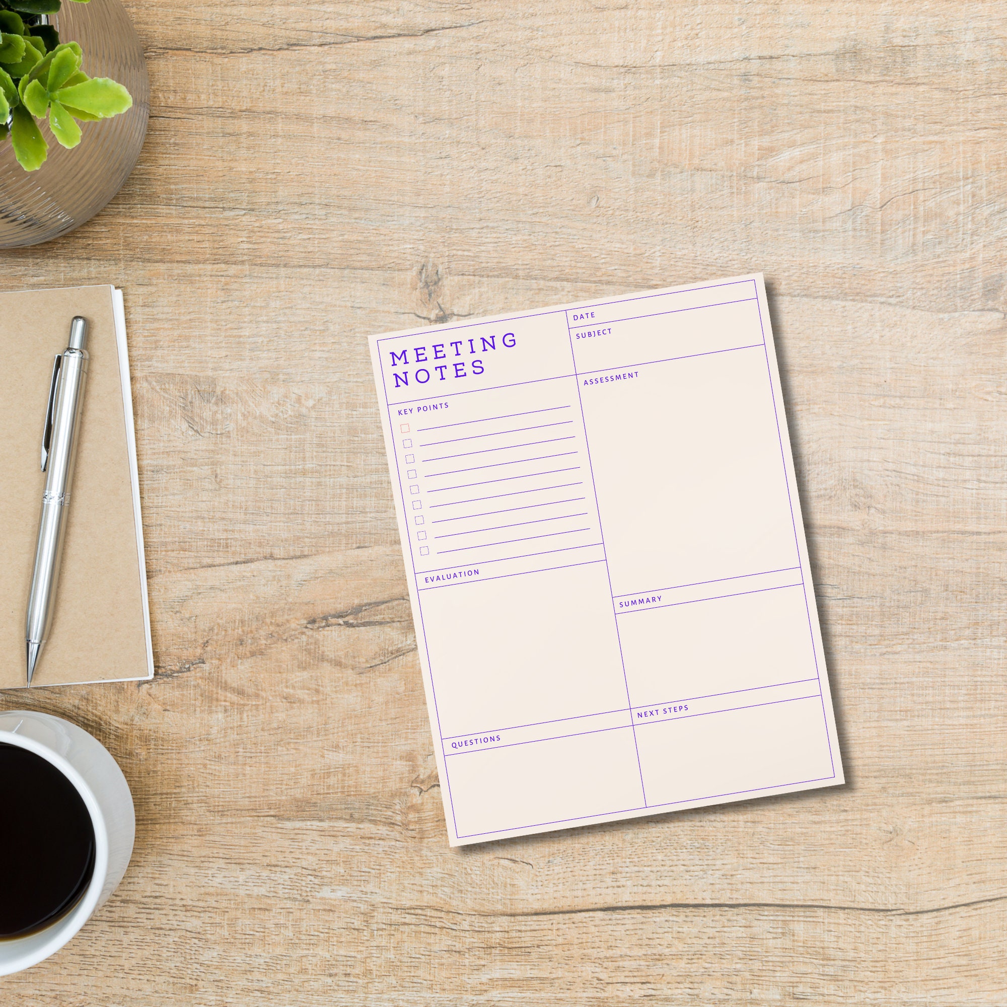 Meeting Notes Template Printable, Meeting Notes, Meeting Minutes ...