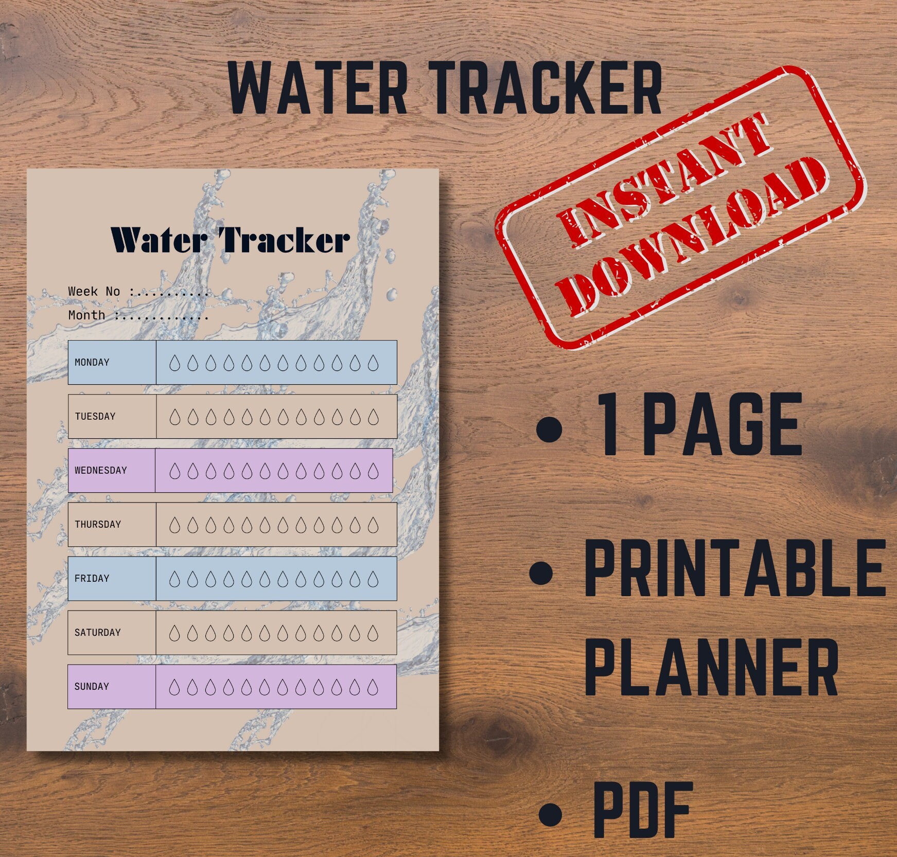 Water Tracker Printable, Hydration Tracker, Water Log ,printable 2023 ...