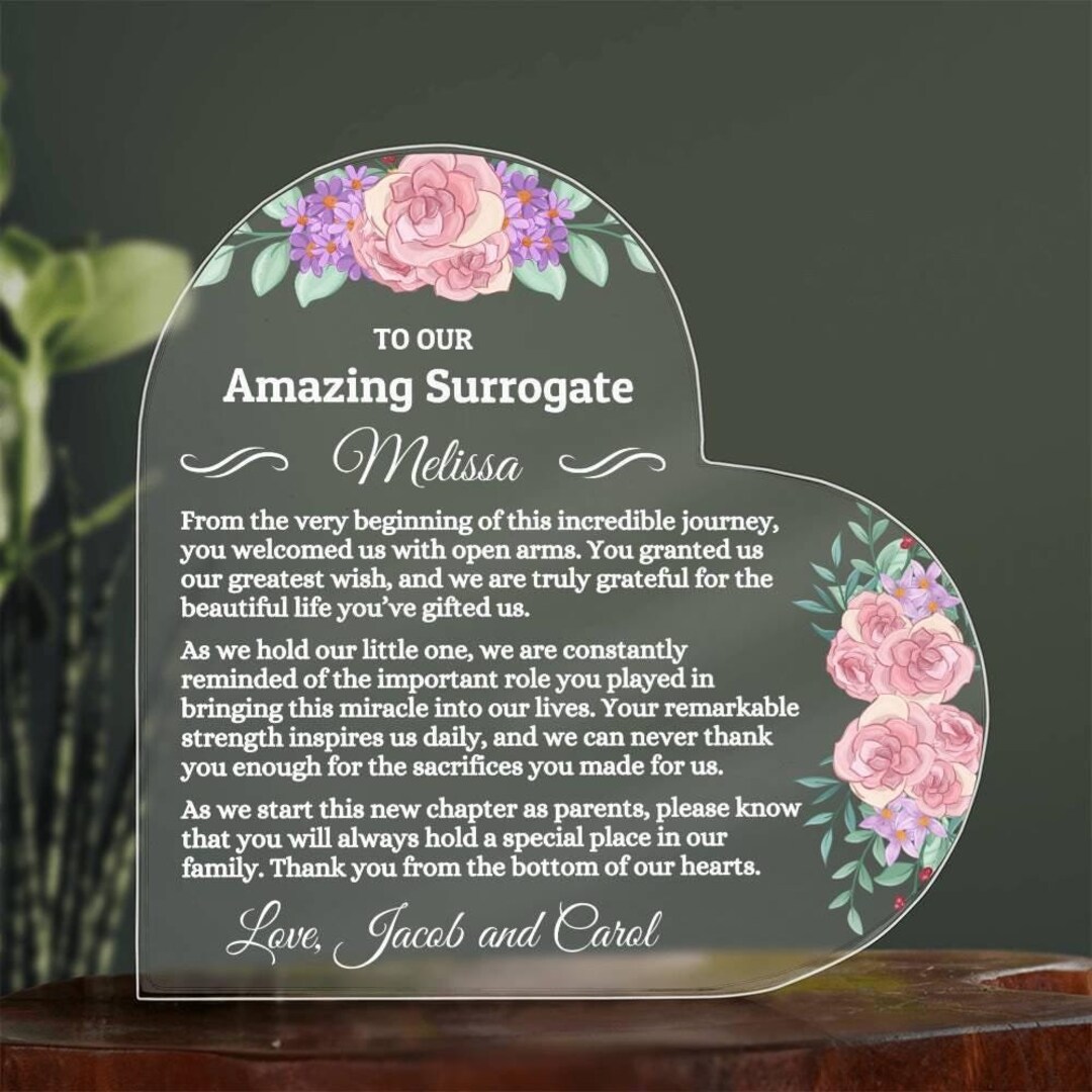 Personalized Gift for Surrogate Mother, Thank You Gift for Surrogacy ...