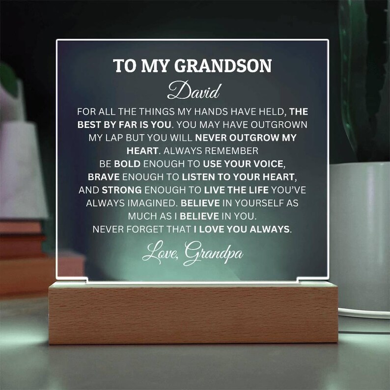 Acrylic Plaque for Grandson, Personalized Gift for Grandson, Graduation ...