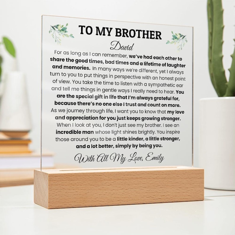 Personalized Acrylic Plaque for Brother, Birthday Gift, Brother ...