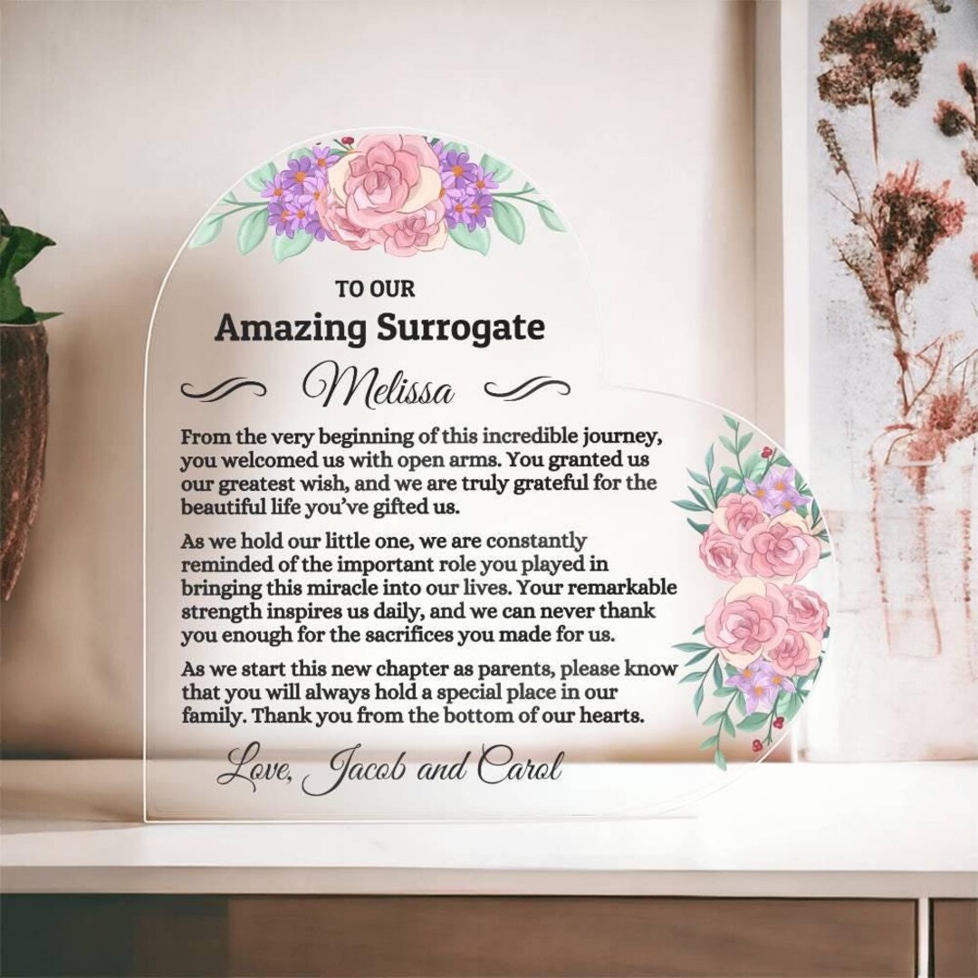 Personalized Gift for Surrogate Mother, Thank You Gift for Surrogacy ...
