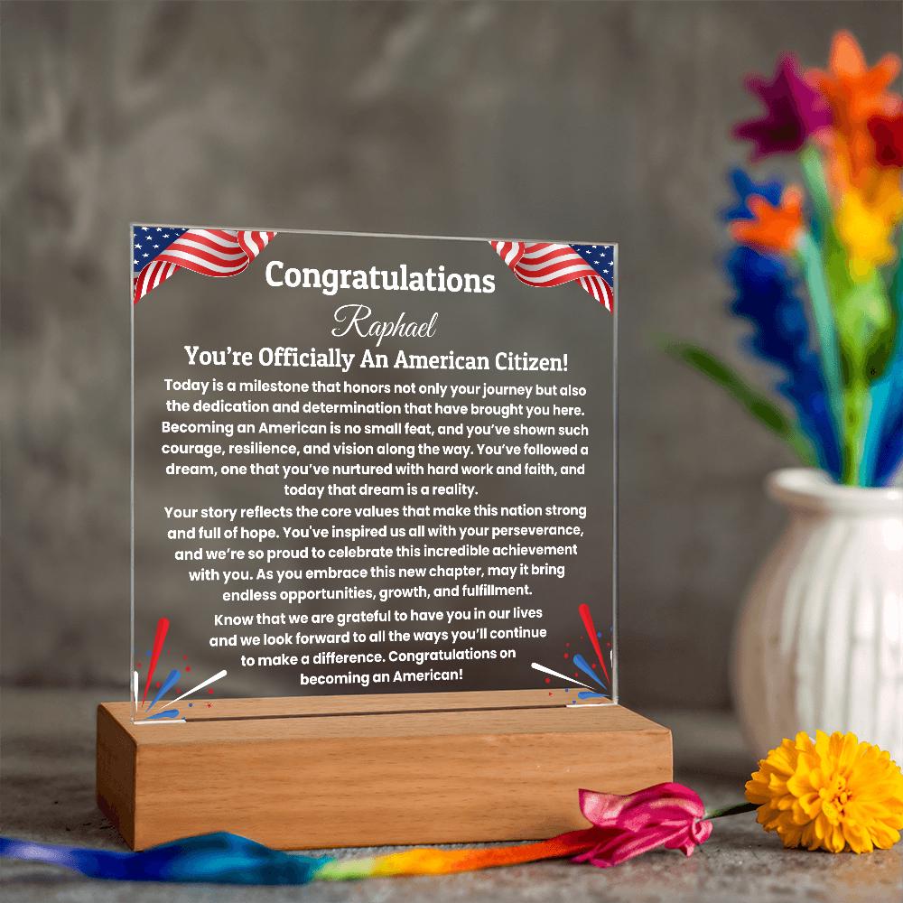 Personalized Acrylic Plaque for New Citizen, Naturalization Gift for ...