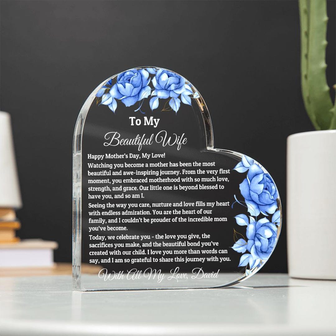 Heart Acrylic Plaque for Wife, Birthday Gift, Mother's Day Gift for ...