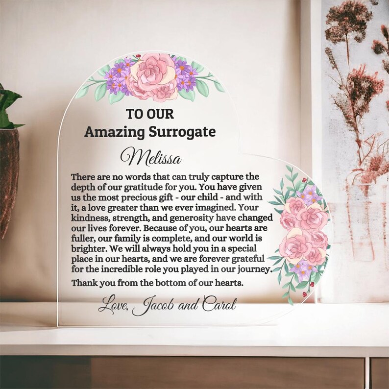 Personalized Gift for Surrogate Mother, Thank You Gift for Surrogacy ...