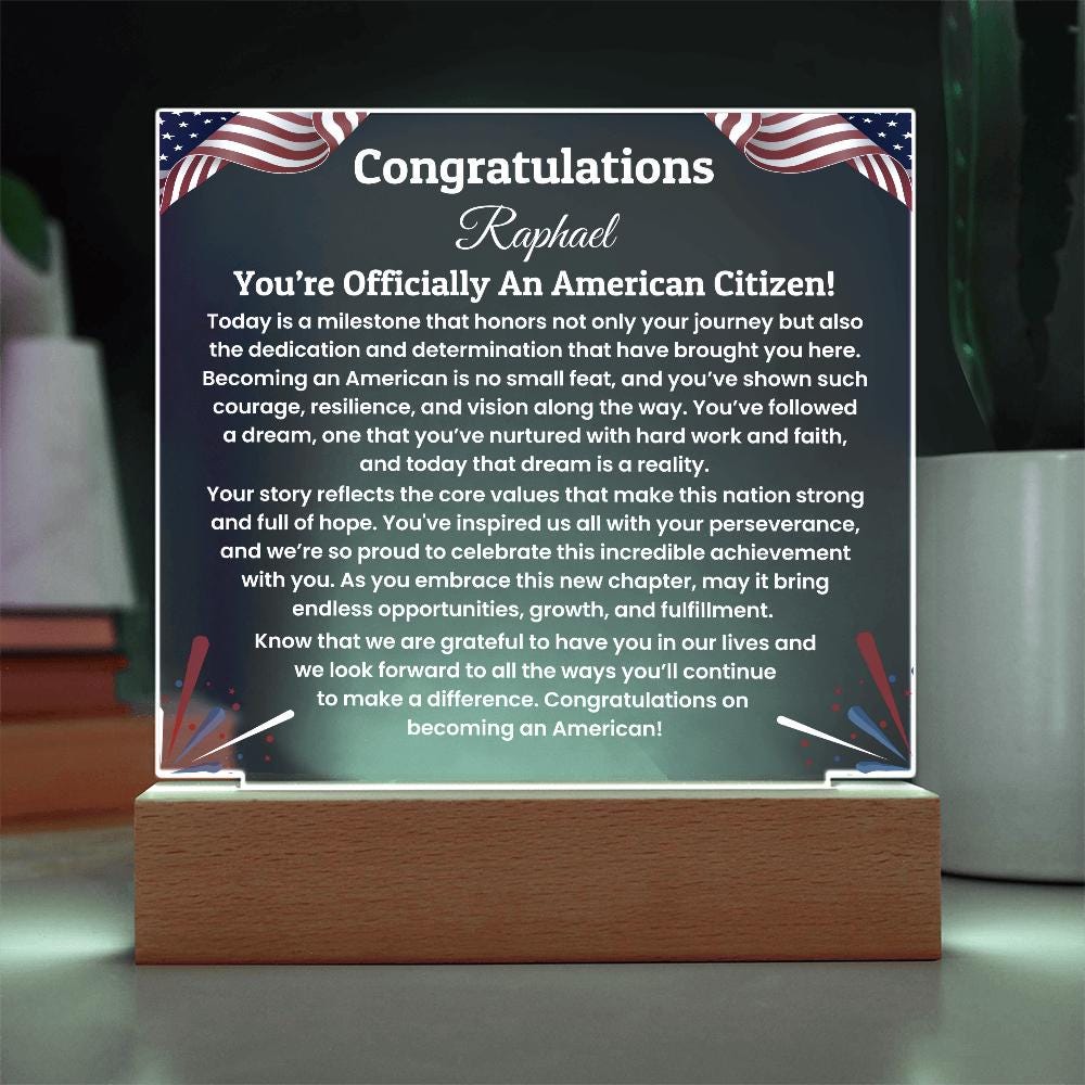 Personalized Acrylic Plaque for New Citizen, Naturalization Gift for ...