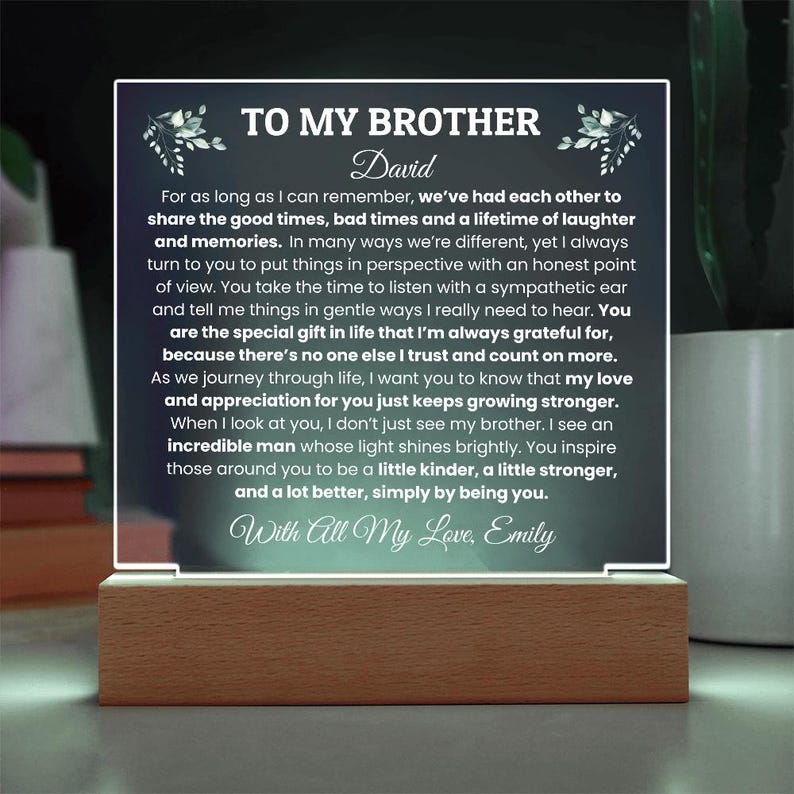 Personalized Acrylic Plaque for Brother, Birthday Gift, Brother ...