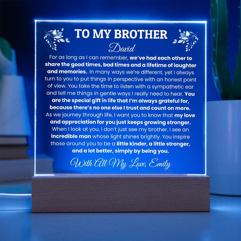 Personalized Acrylic Plaque for Brother, Birthday Gift, Brother ...