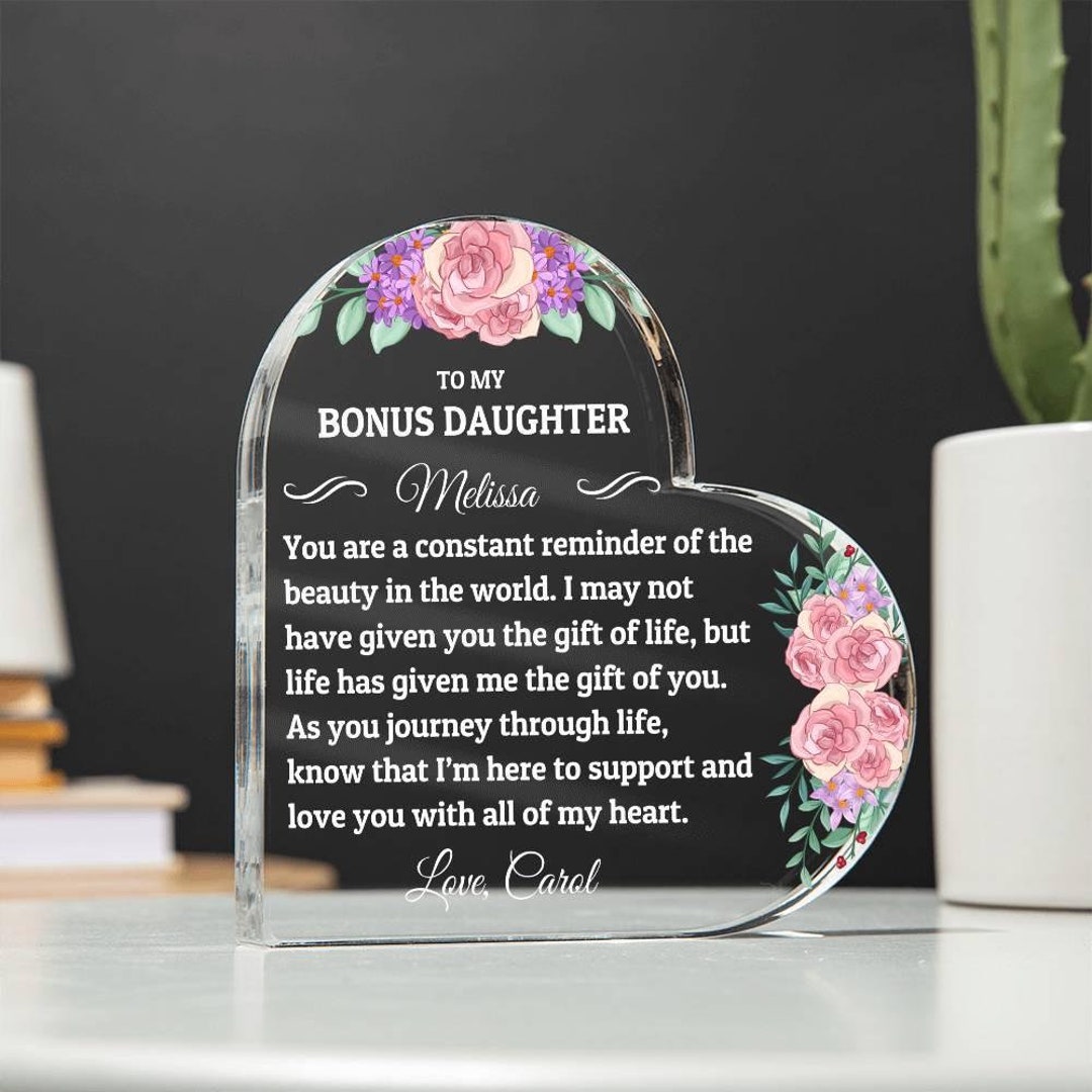 Heart Plaque for Bonus Daughter, Birthday Gift for Bonus Daughter ...