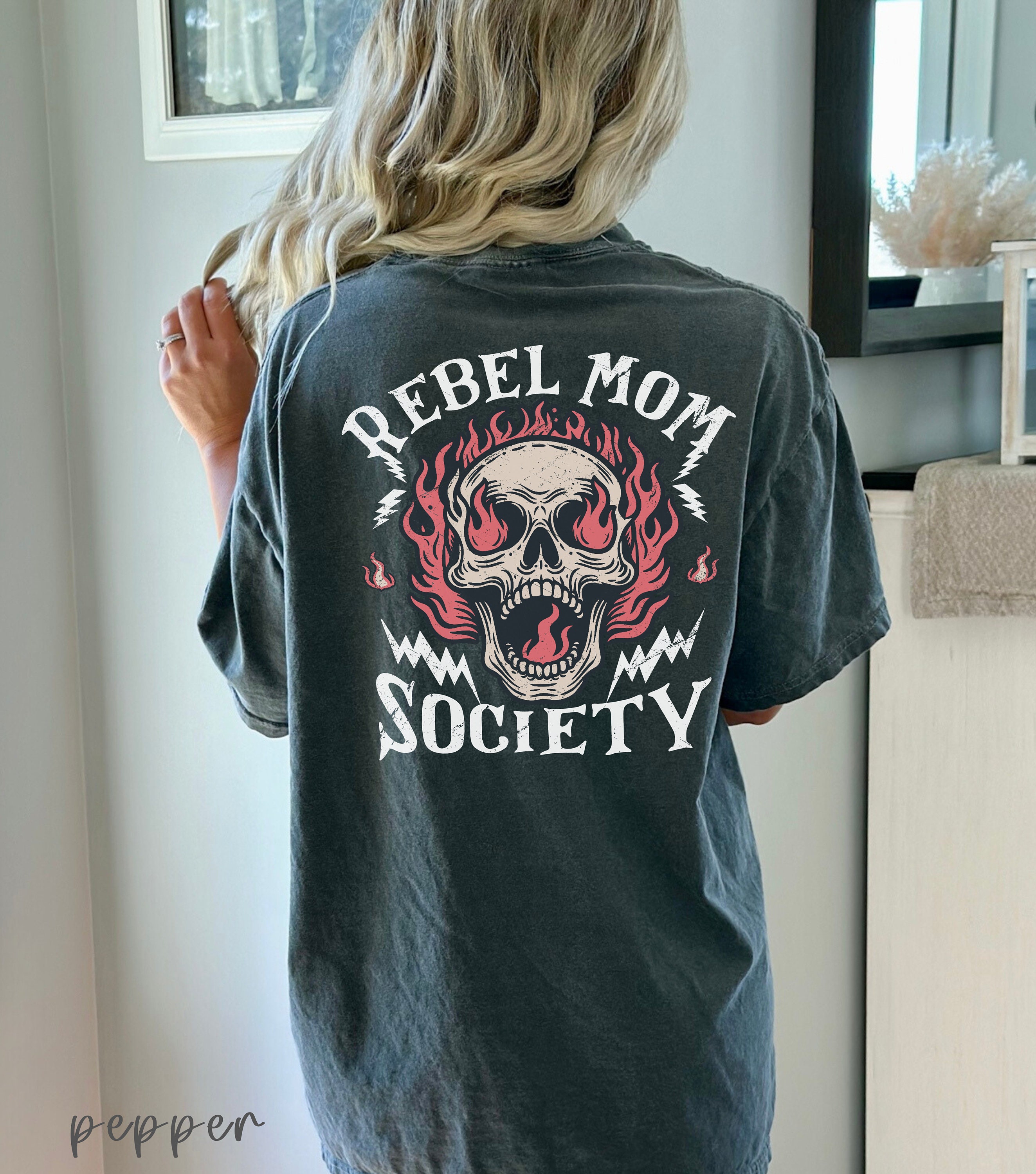 Rebel Mom Society Skeleton Tee, Mom Life Graphic Tee, Mama Shirt ...