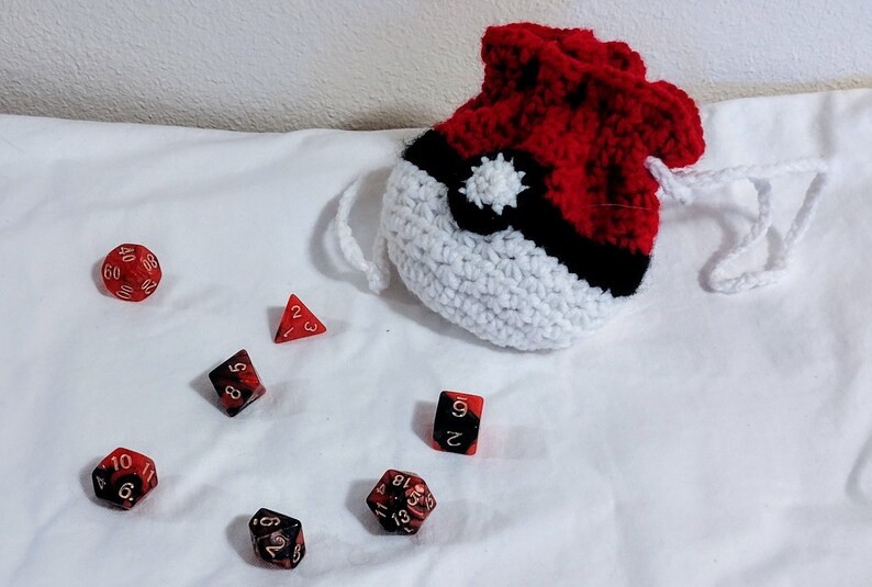 Pokemon Pokeball Dice Bag Crochet Drawstring Bag - Etsy