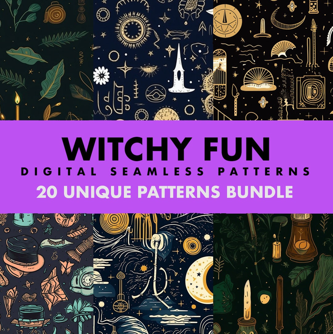 Witchy Fun - 20 Unique Patterns - Digital Paper, Seamless Printable ...