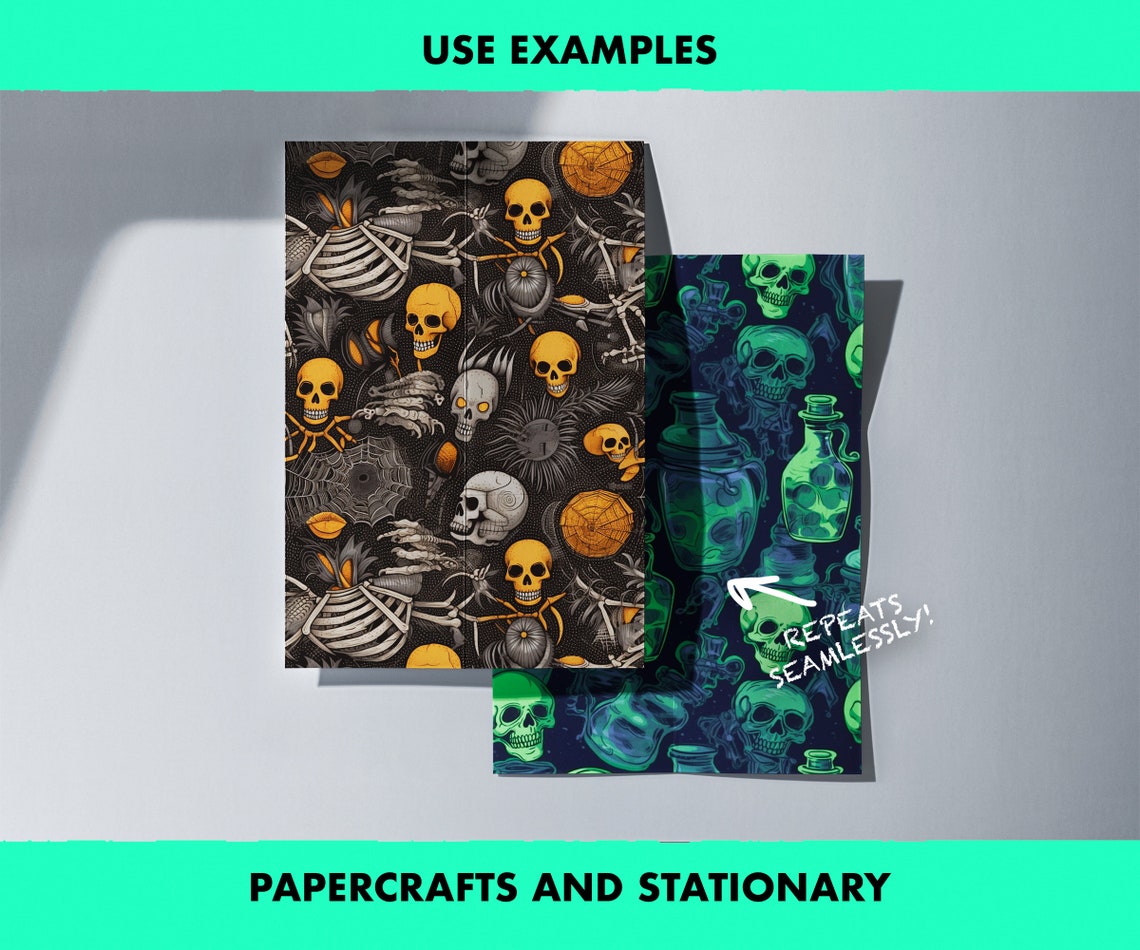 Skull N' Bones 19 Unique Seamless Patterns - Digital Paper, Seamless ...
