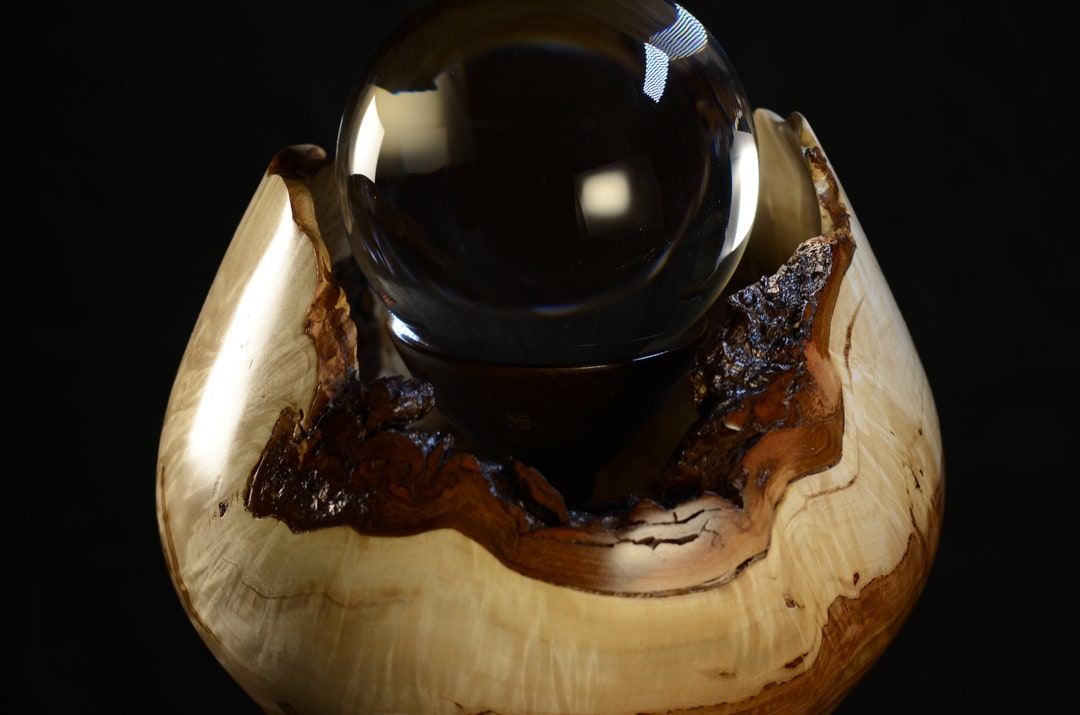 Hand Turned Live Edge Burr Crystal Ball Stand - Etsy