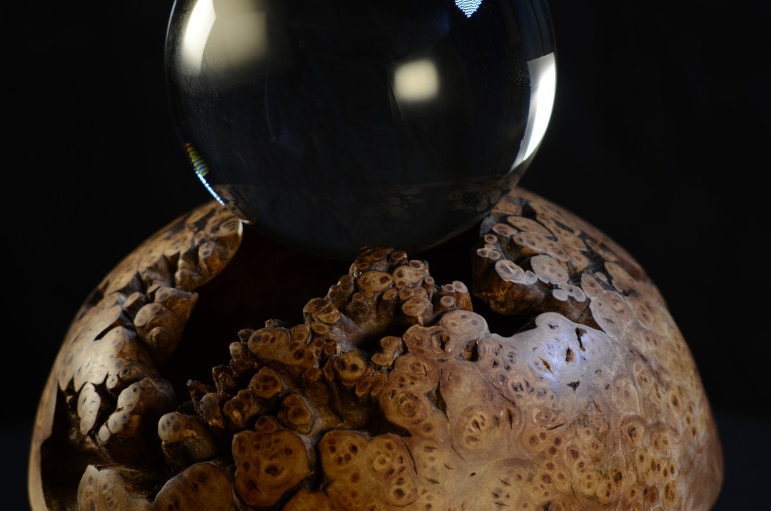 Stunning Hand Turned Burr Crystal Ball Stand - Etsy