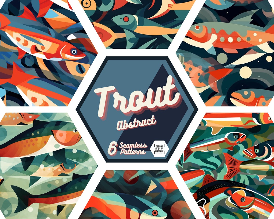 Trout Abstract Digital Pattern - Seamless Abstract Trout Digital Design ...