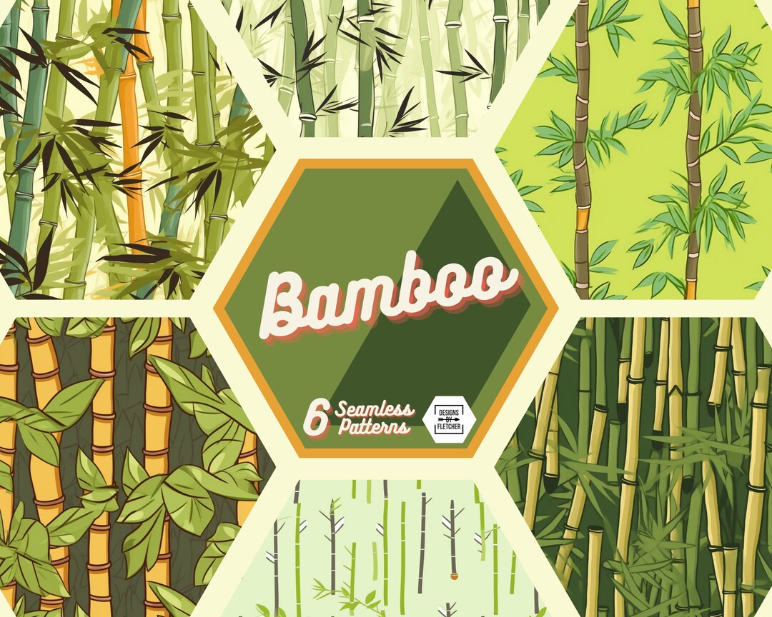 Bamboo Illustration Digital Pattern - Seamless Bamboo Digital Design ...