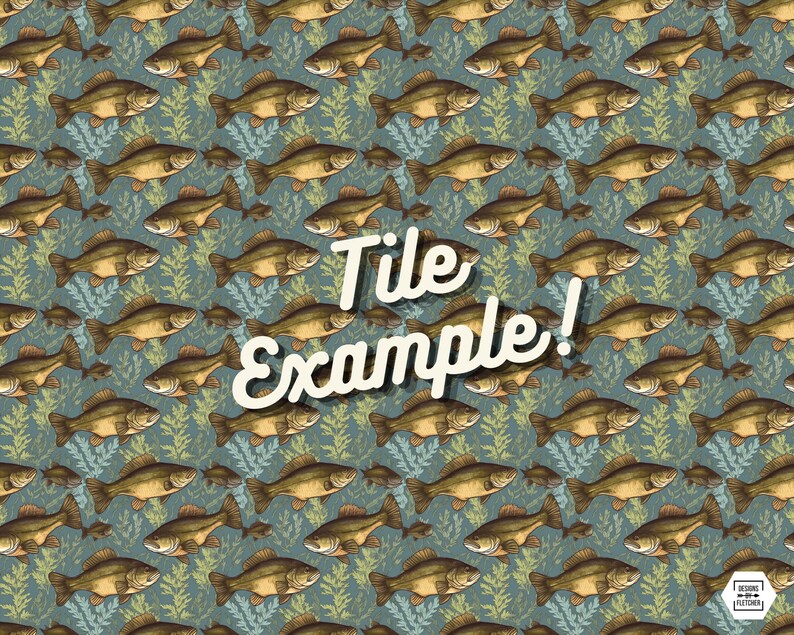 Freshwater Fishing Digital Pattern - Seamless Fishing Digital Design ...