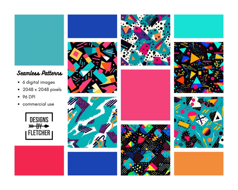 90s Digital Pattern - Seamless 1990s Era Digital Design, Printable ...