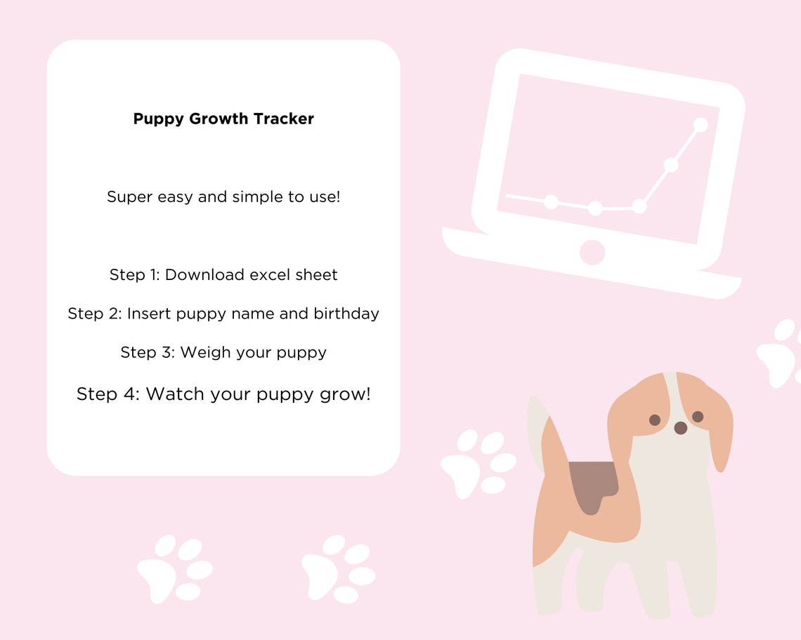 Puppy Growth Tracker, Excel Instant Download, Pink Puppy Growth ...
