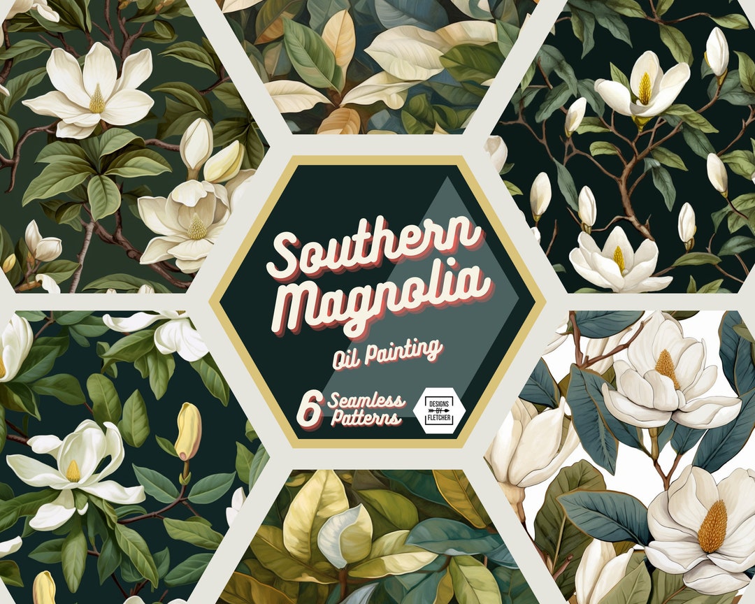Southern Magnolia Digital Pattern, Seamless Magnolia Digital Design ...