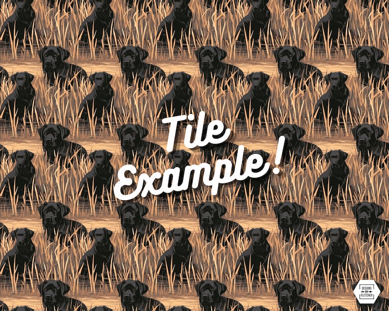 Black Lab Illustration Digital Pattern - Seamless Black Labrador ...
